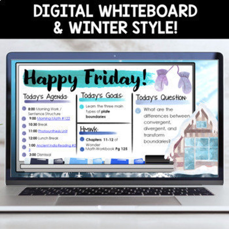 WINTER THEME Daily Agenda Template Holiday Schedule Google Slides ...