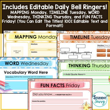 Bell Ringers Templates EDITABLE History Warm Ups Morning Work - Mapping ...