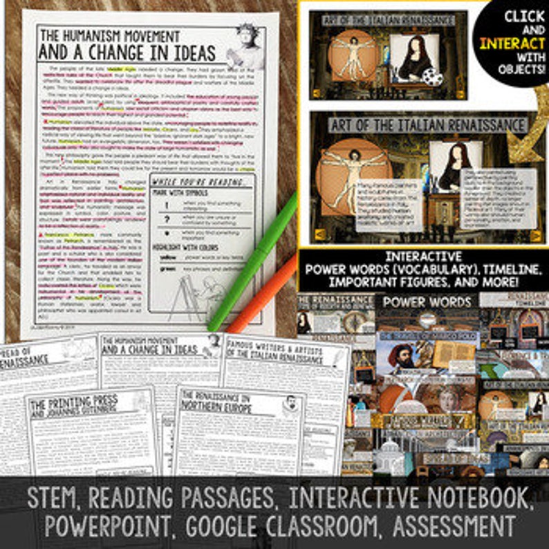 The Renaissance Activities Bundle STEM Projects Powerpoint INB Social ...