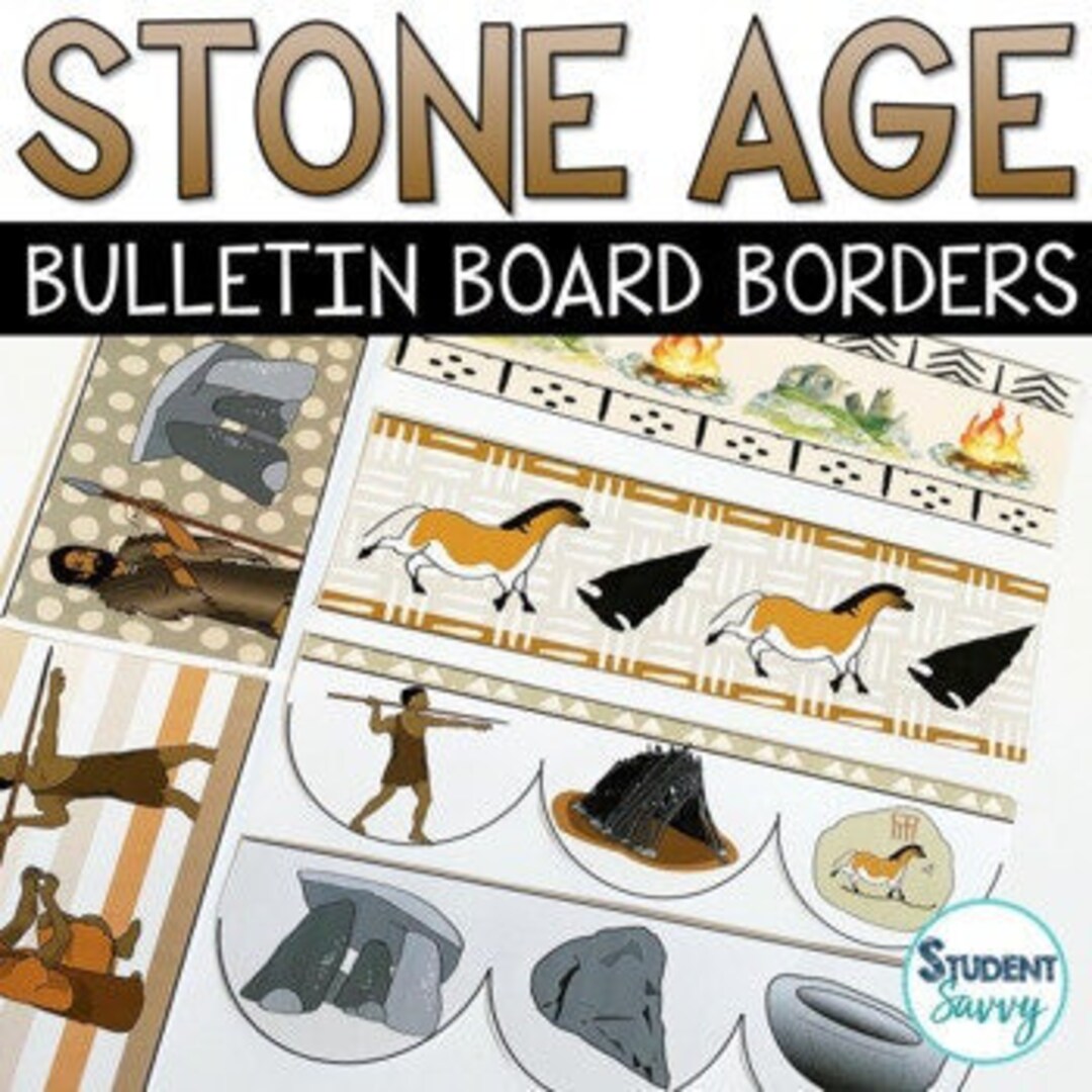 Stone Age Bulletin Board Borders Printable Early Humans History ...