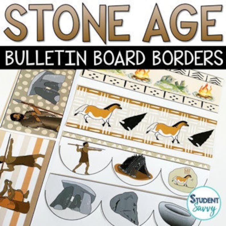 Stone Age Bulletin Board Borders Printable Early Humans History ...