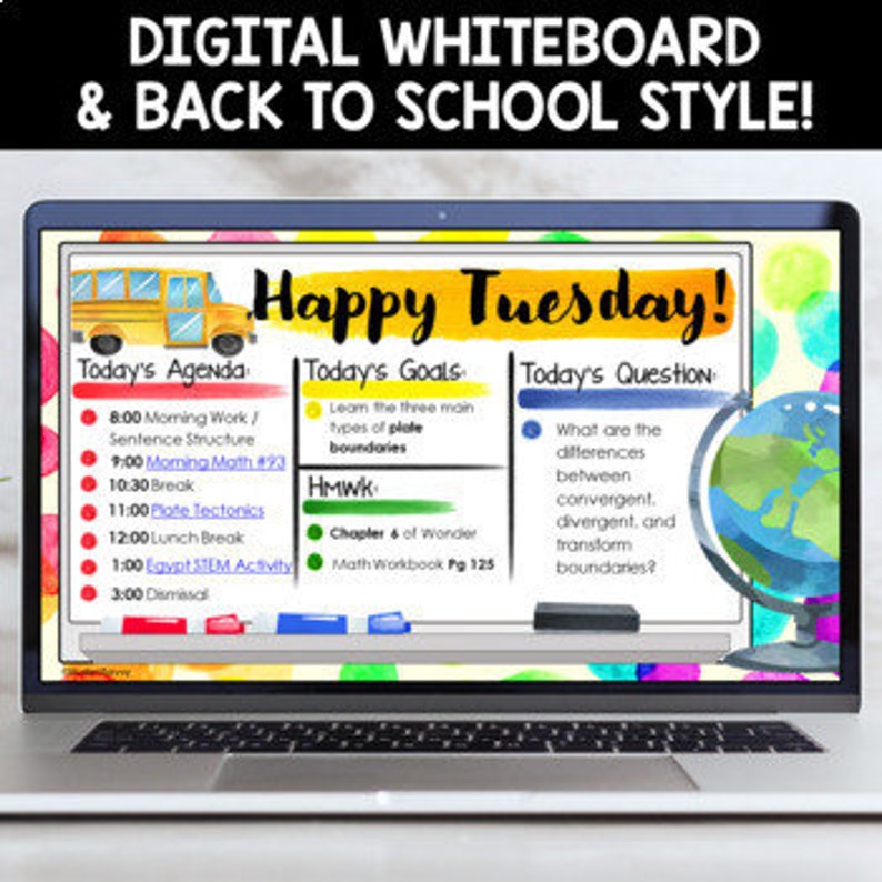 Back to School Daily Agenda Google Slides Template Bulletin Board ...