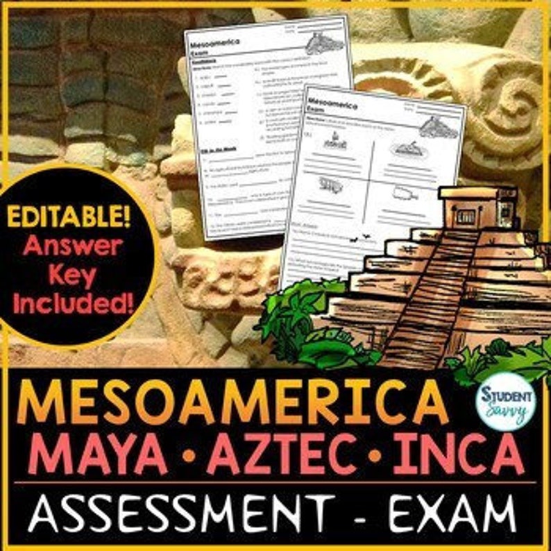 Mesoamerica: Olmec - Maya - Aztec - Inca Test Quiz Exam Mayans - Etsy