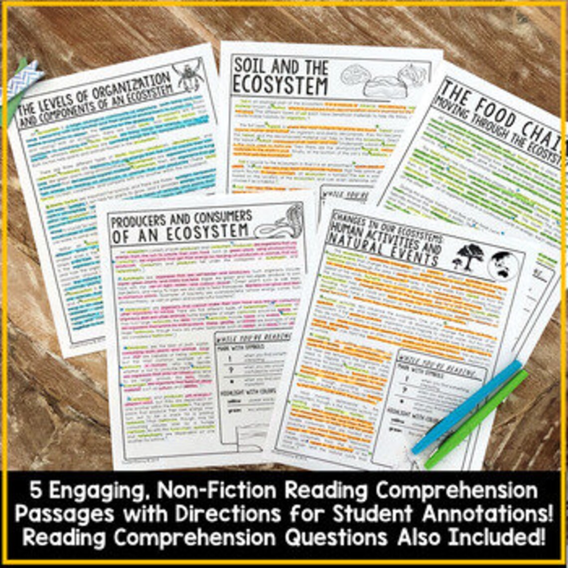 Ecosystems Reading Passages - Questions - Annotations - Etsy