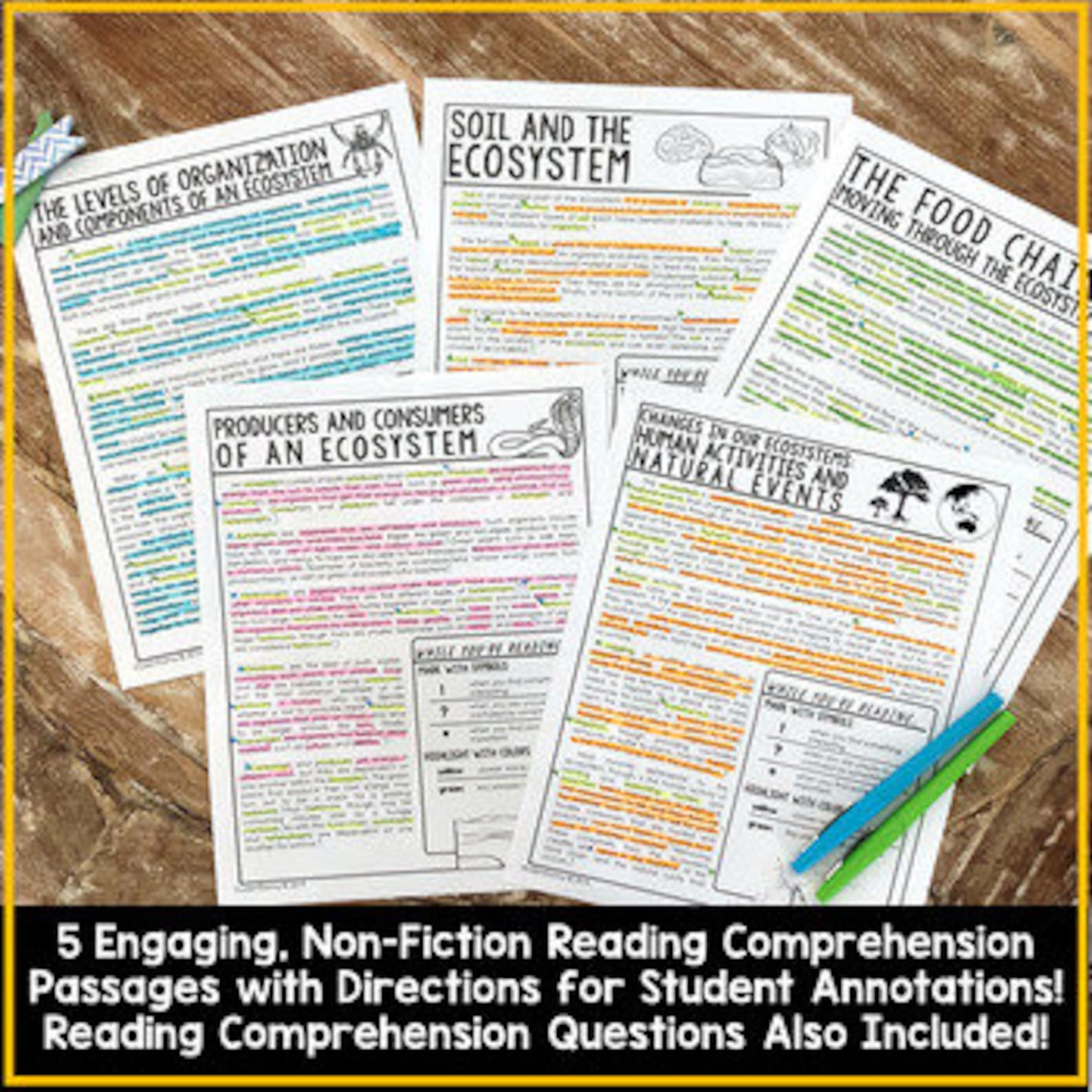 Ecosystems Reading Passages - Questions - Annotations - Etsy