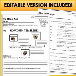 The Stone Age Assessment | Early Humans Exam Google Slides Quiz Review ...