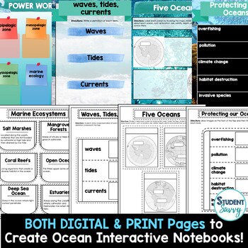 Ocean Interactive Notebook Worksheets Activity Continents and Oceans ...