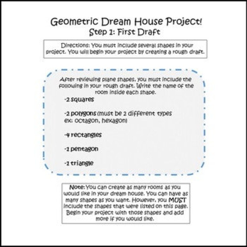 Geometry Project Dream House- 3rd Grade Common Core - Etsy