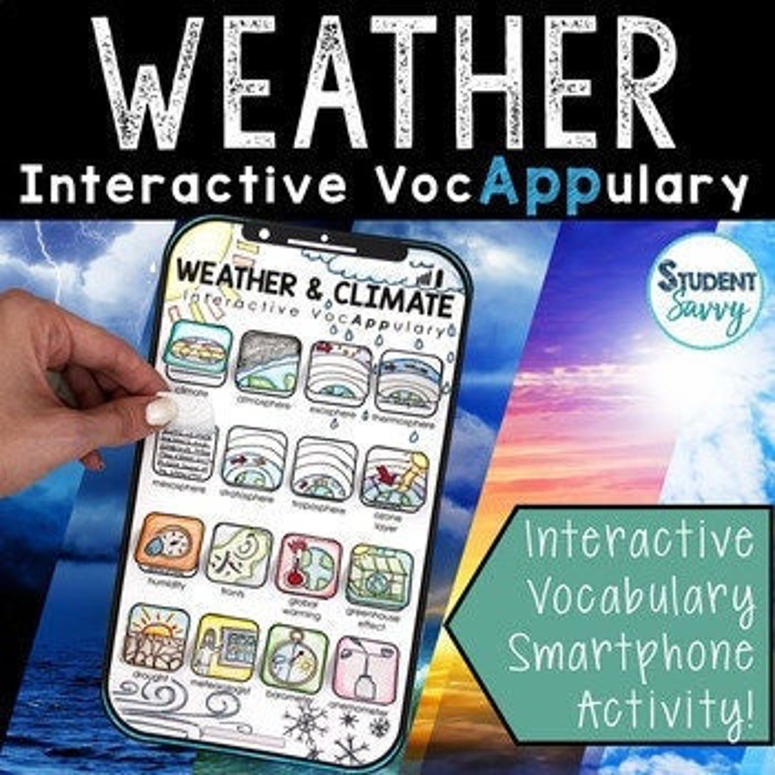 Weather and Climate Interactive Vocappulary - Vocabulary App Activity ...