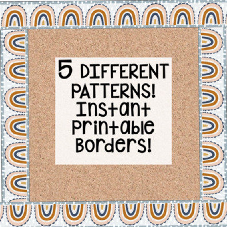 Boho Rainbow Bulletin Board Borders Printable | Boho Rainbow Classroom ...