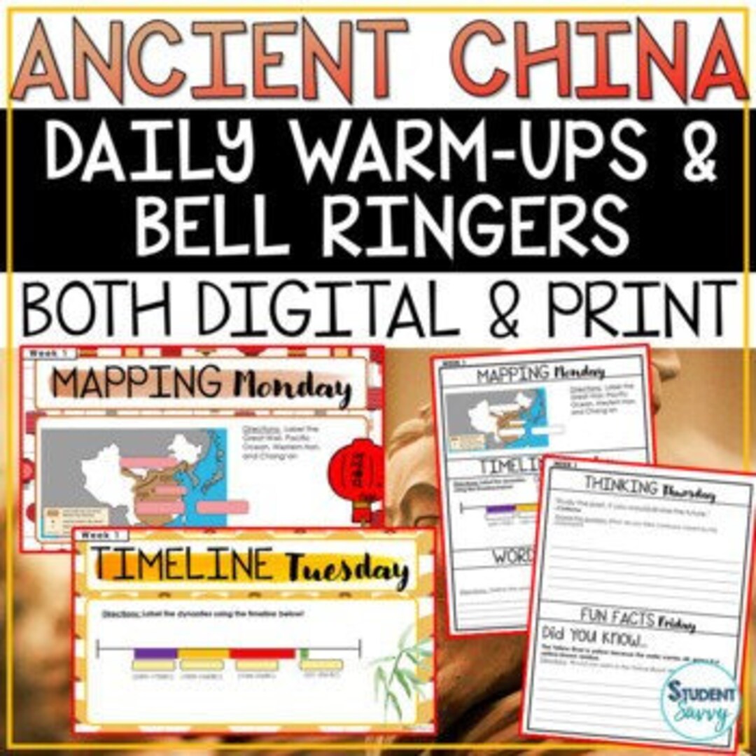 Ancient China Bell Ringers - Warm Ups - Morning Work - Mapping Timeline ...