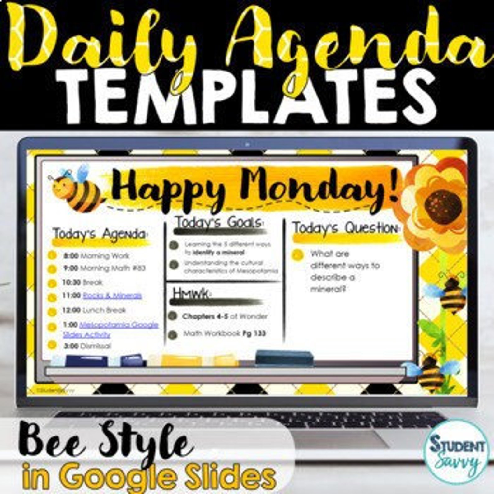 Daily Agenda Template | Daily Schedule Google Slides BEE THEME Visual ...