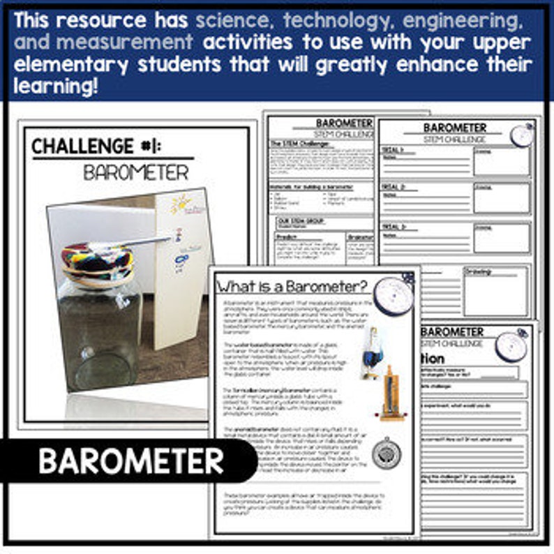 Weather STEM Activities Challenges - Earth Science Barometer Atmosphere ...