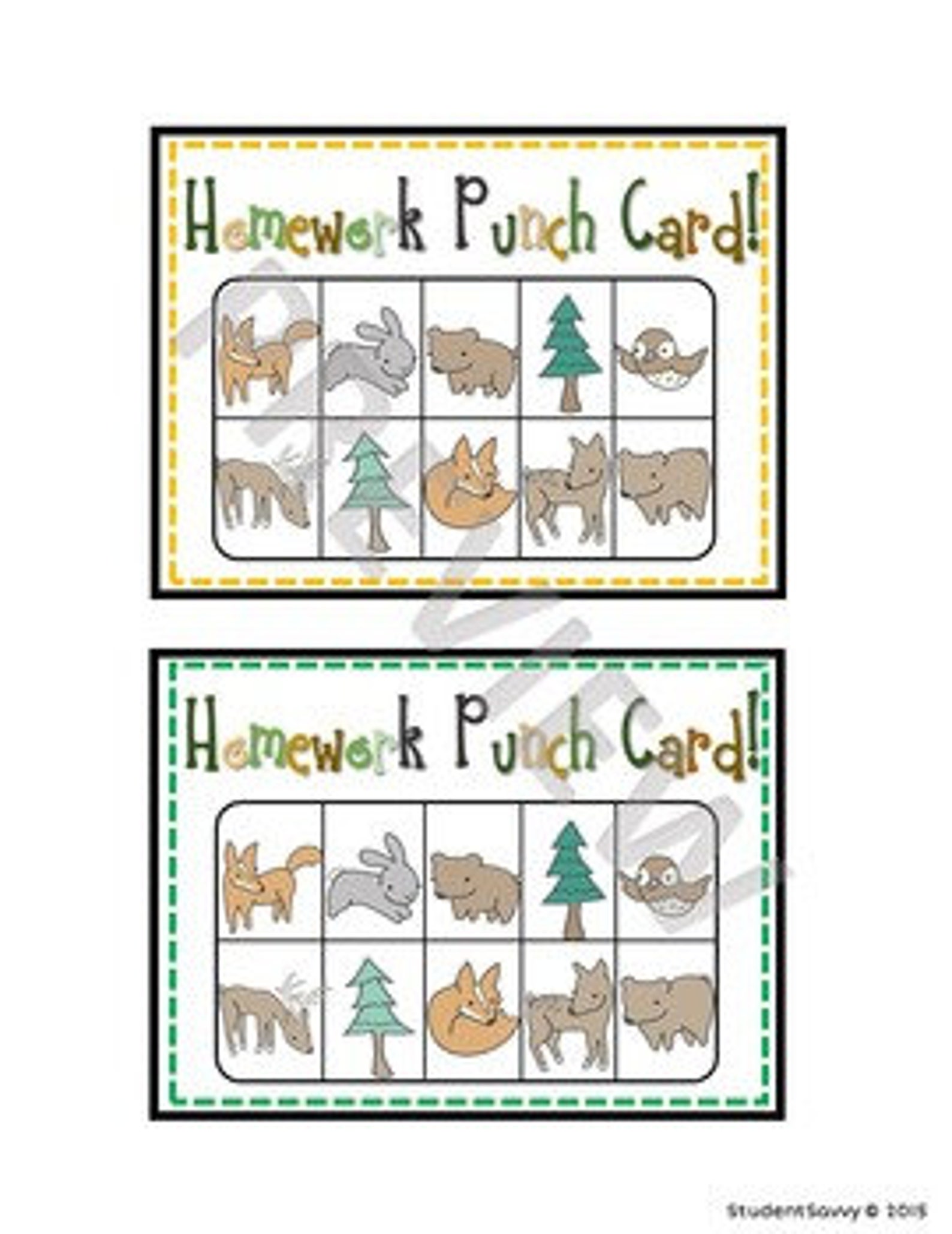 Woodland Theme Classroom - Punch Cards! - Etsy