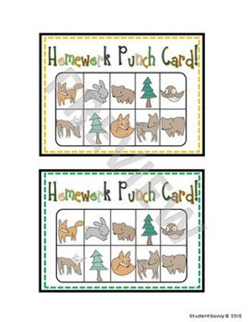 Woodland Theme Classroom - Punch Cards! - Etsy