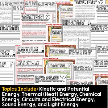 Energy Reading Passages - Questions - Annotations - Etsy