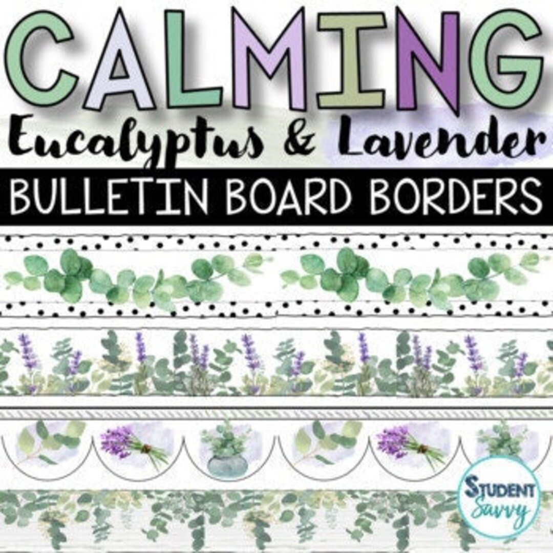 Lavender Eucalyptus Bulletin Board Borders Printable Eucalyptus ...