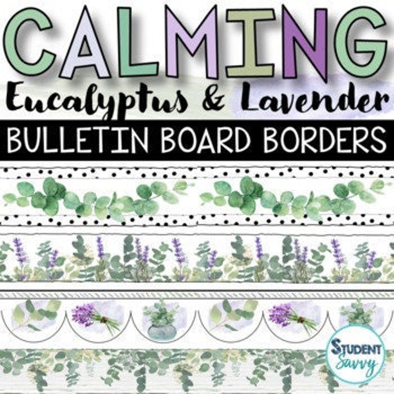 Lavender Eucalyptus Bulletin Board Borders Printable Eucalyptus ...