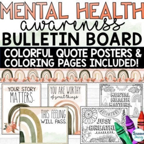 Mental Health Awareness Bulletin Board Boho Rainbow Posters - Etsy