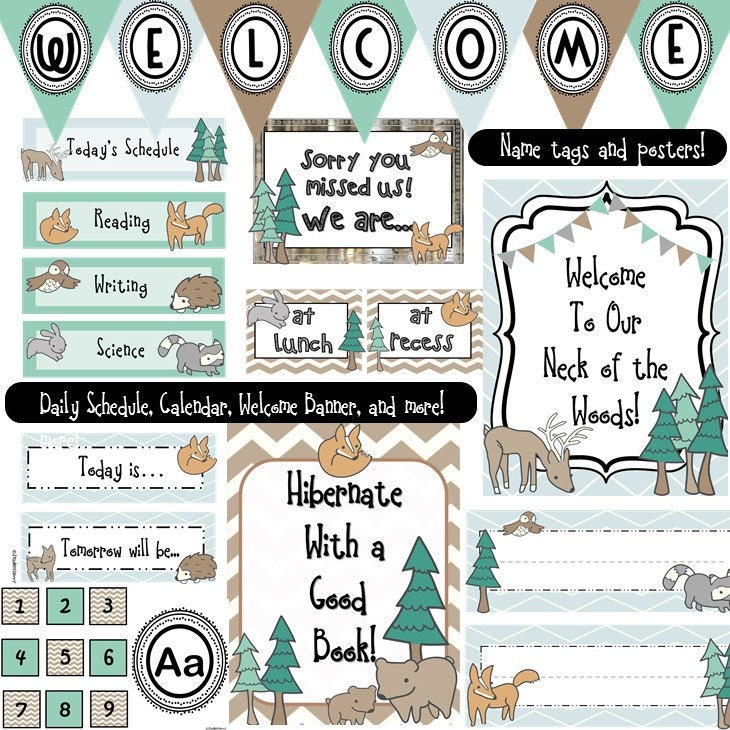 Woodland Classroom Decor (editable) - Etsy
