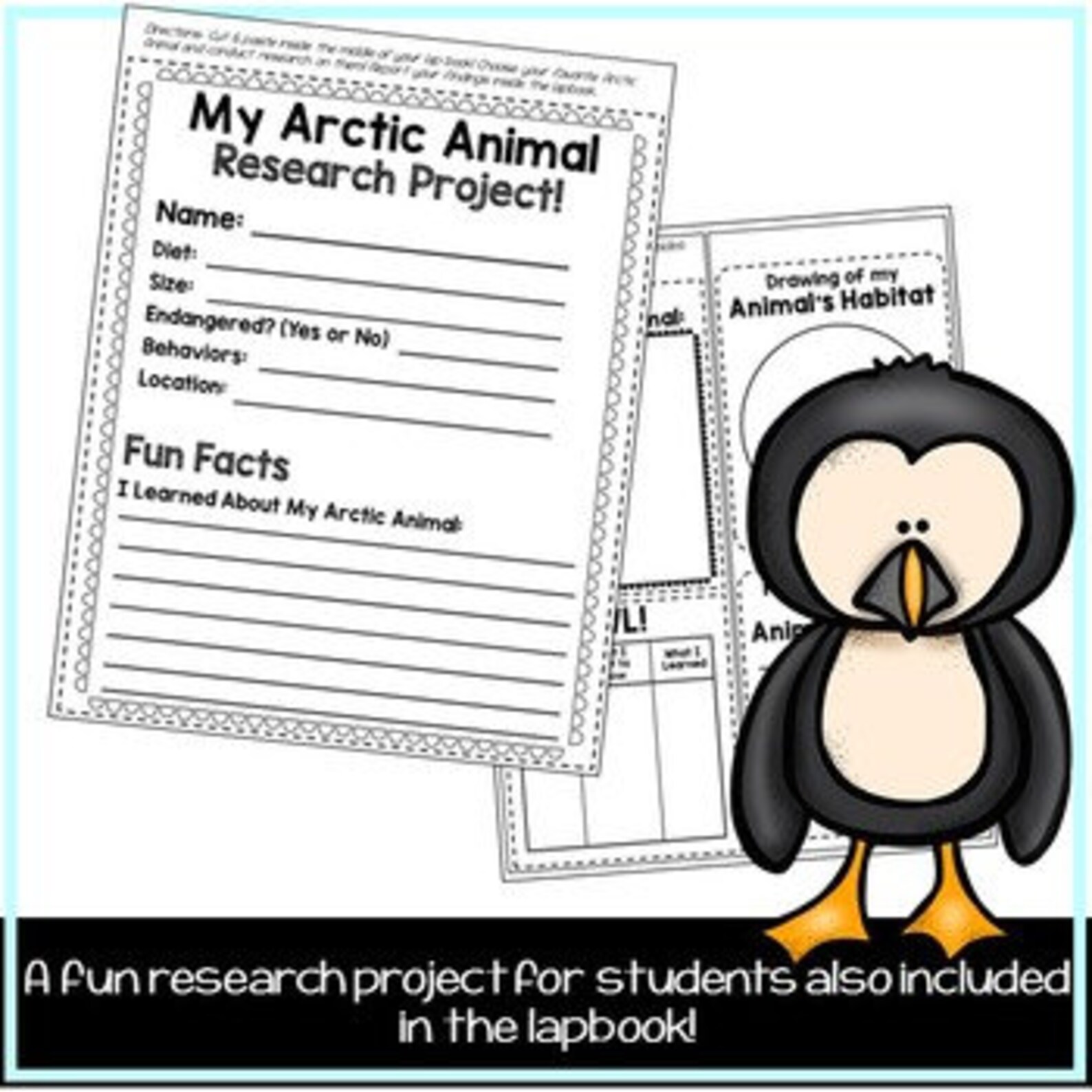 Arctic Animals Lapbook Activity Adaptations Tundra Biome Research ...