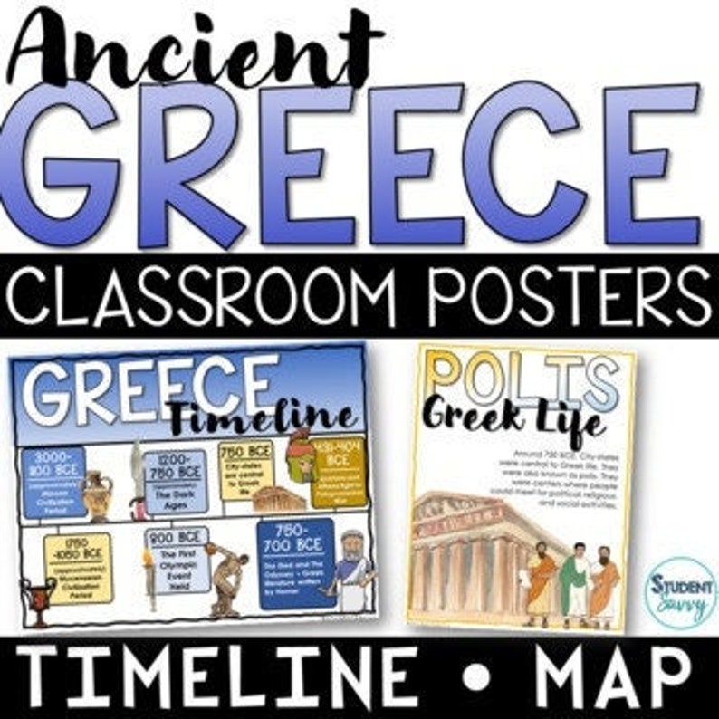Ancient Greece Posters - Greece Timeline and Map - Ancient Greece Word ...
