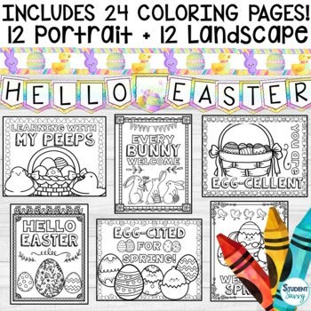 Easter Bulletin Board Posters Coloring Pages Activity Peeps Easter Eggs ...