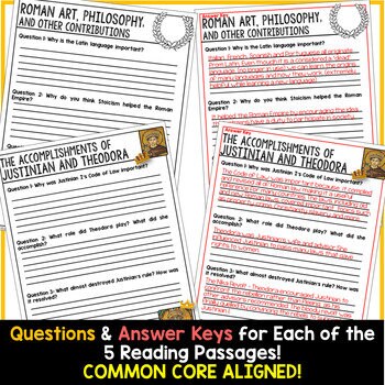 Byzantine Empire Reading Passages Questions Activity Comprehension ...