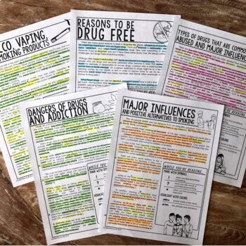 Tobacco & Drug Prevention Activities Projects Resource Bundle 6th Grade ...