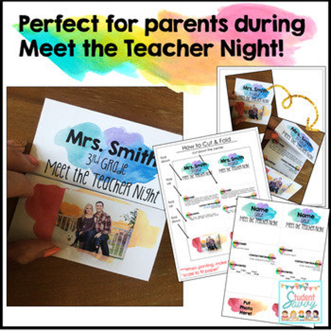 Meet the Teacher Pop up Watercolor - Editable - Etsy