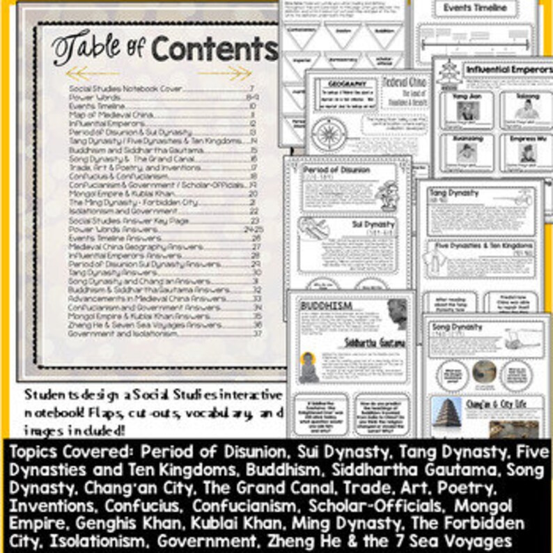 Medieval China Interactive Notebook | China Google Classroom Middle ...