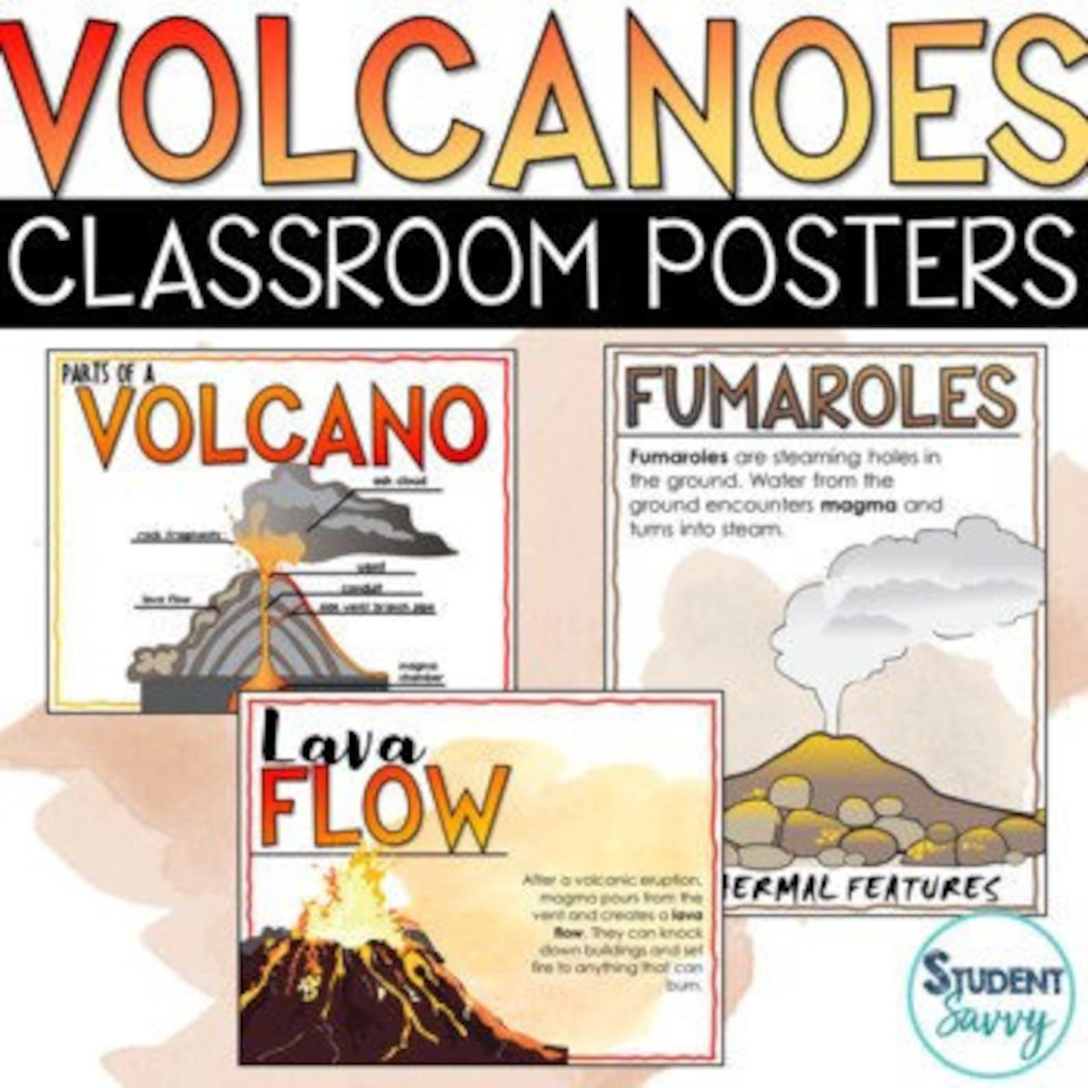 Volcanoes Posters | Earth Science Classroom Decor | Volcanic Landforms ...