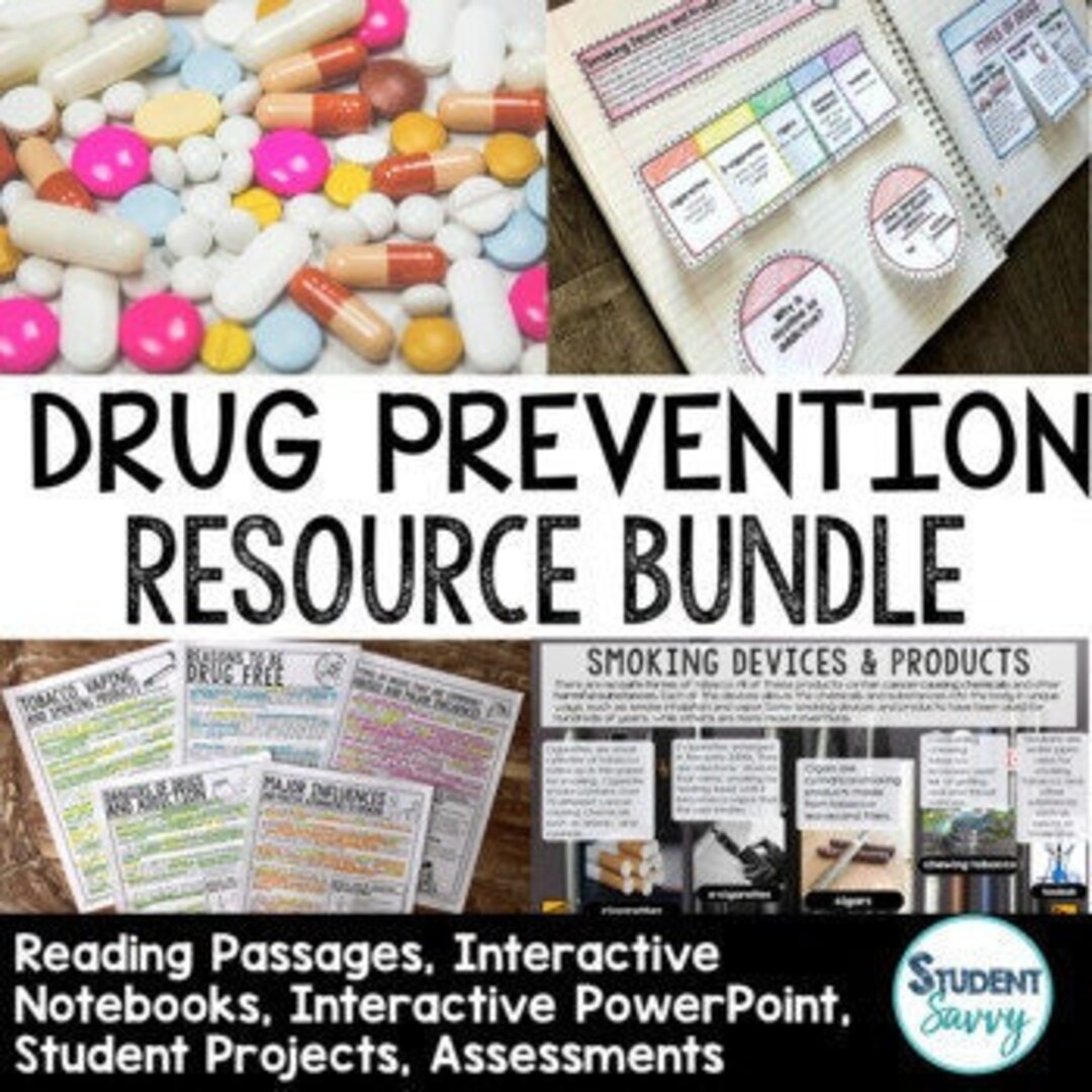 Tobacco & Drug Prevention Activities Projects Resource Bundle 6th Grade ...