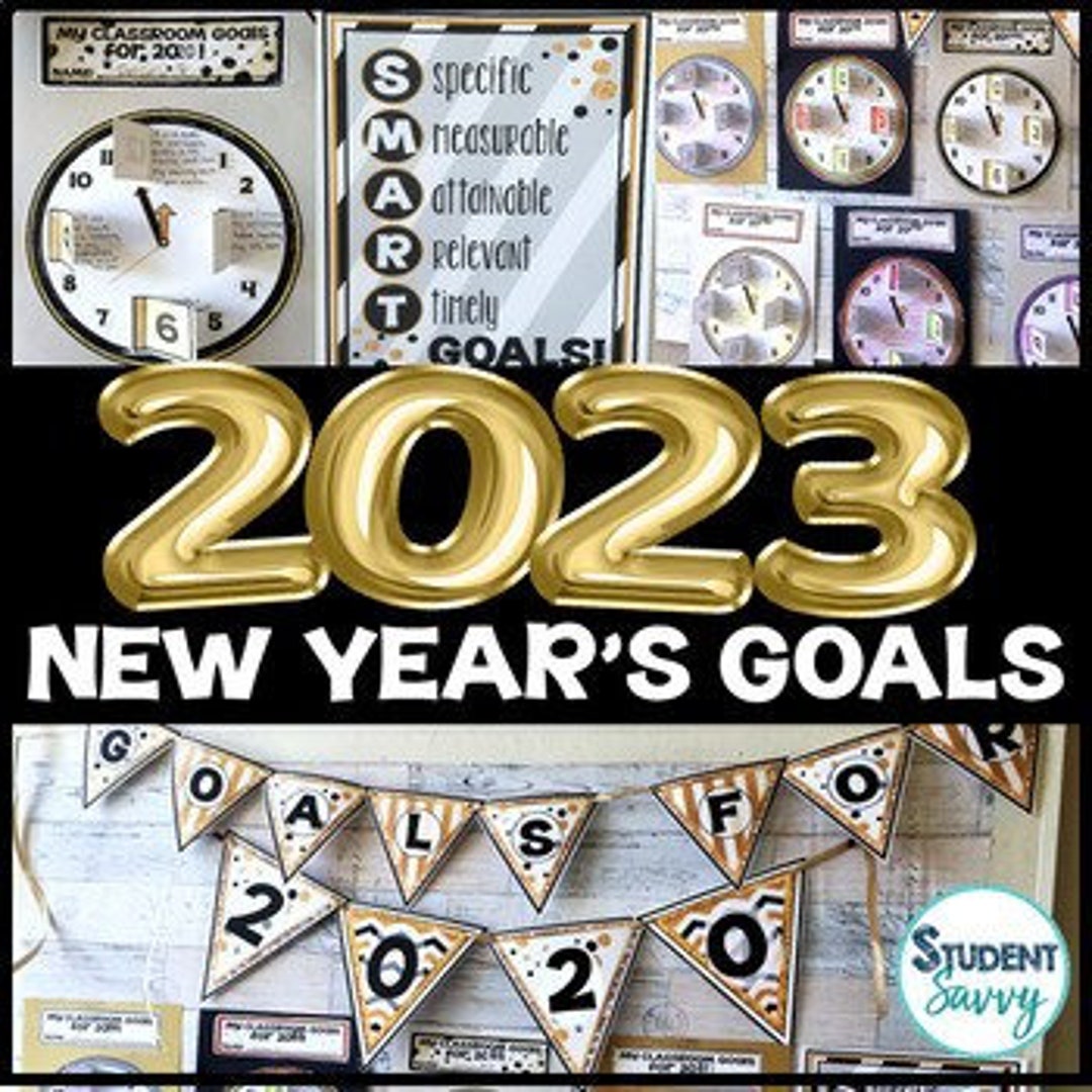 New Years 2023 Bulletin Board Goal Resolution Activities Setting Craft ...
