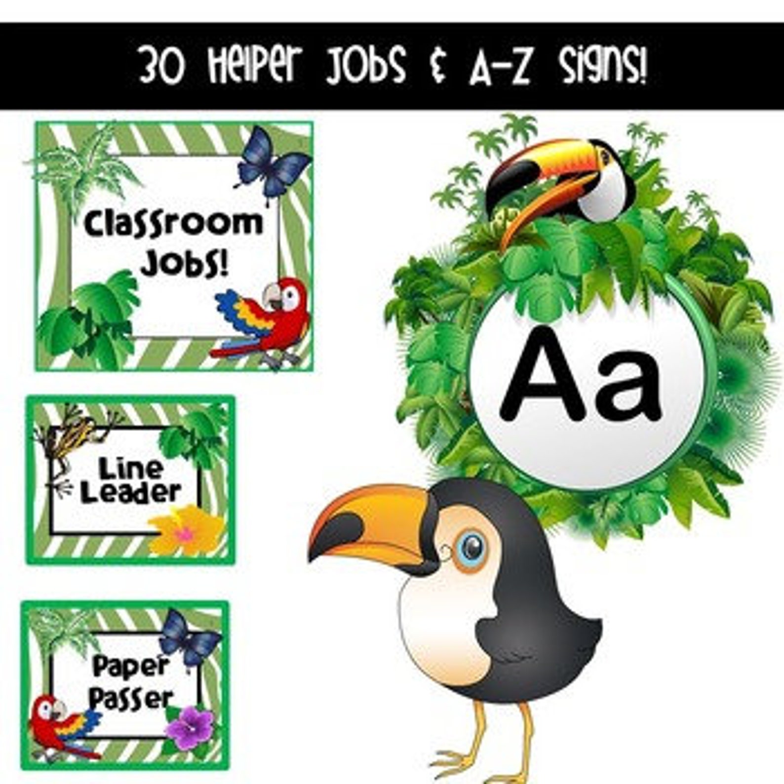 Tropical Rainforest Classroom Decor (editable) Jungle Classroom Decor ...