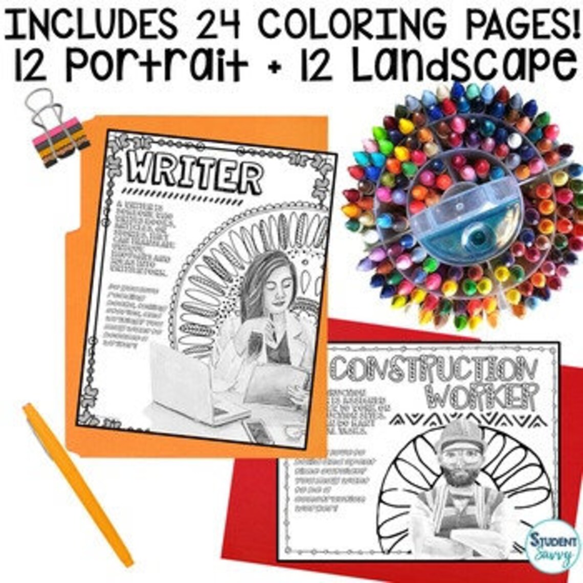 Labor Day Bulletin Board Poster BUNDLE - Career Coloring Pages ...