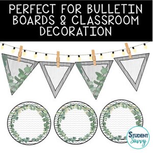Lavender and Eucalyptus Editable Banners | Calm Banners Bulletin Board ...