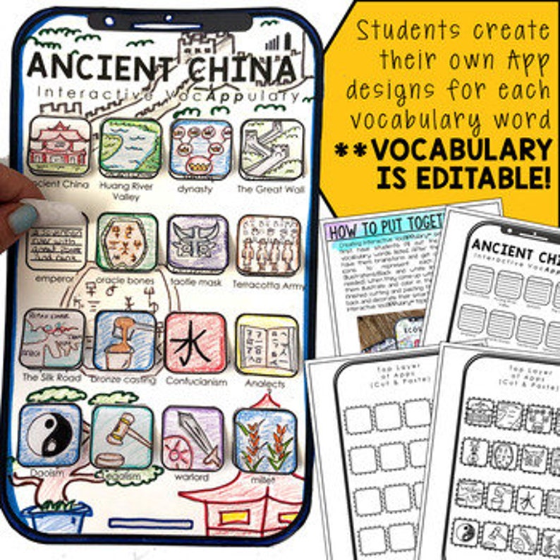 Ancient China Vocabulary Interactive Vocappulary™ Graphic Organizer ...