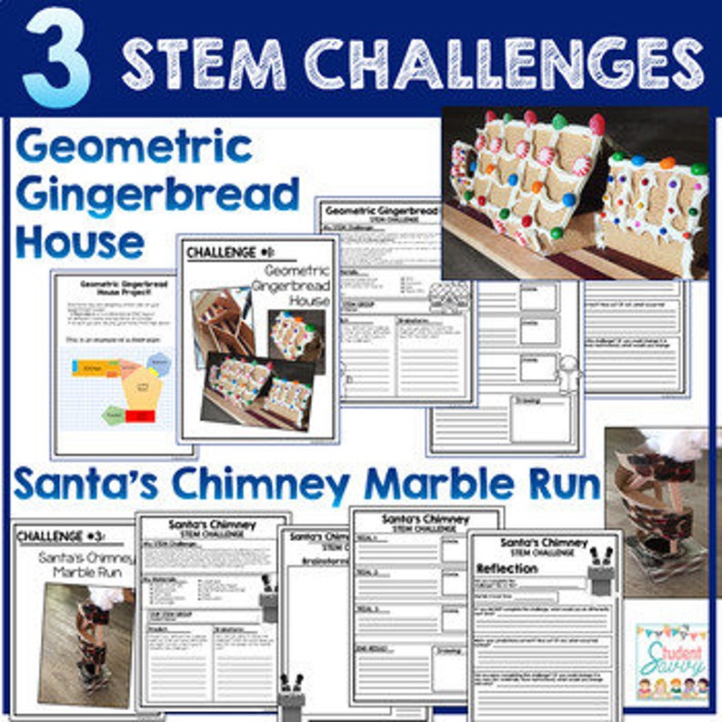 Winter STEM Activities Challenges - December STEM Snowglobe Gingerbread ...
