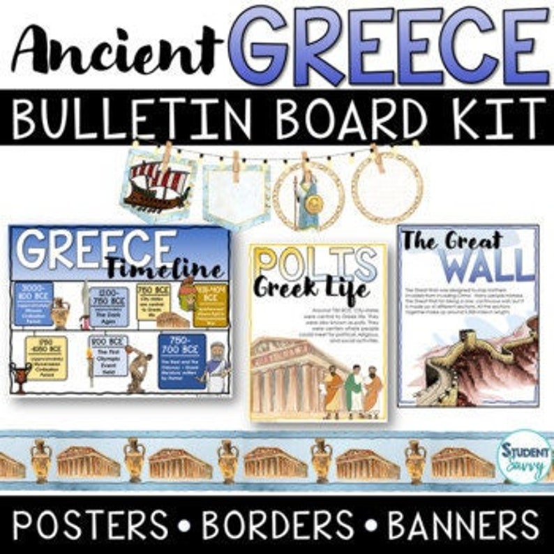Ancient Greece Bulletin Board Kit | Greece Posters | Borders | Banners ...