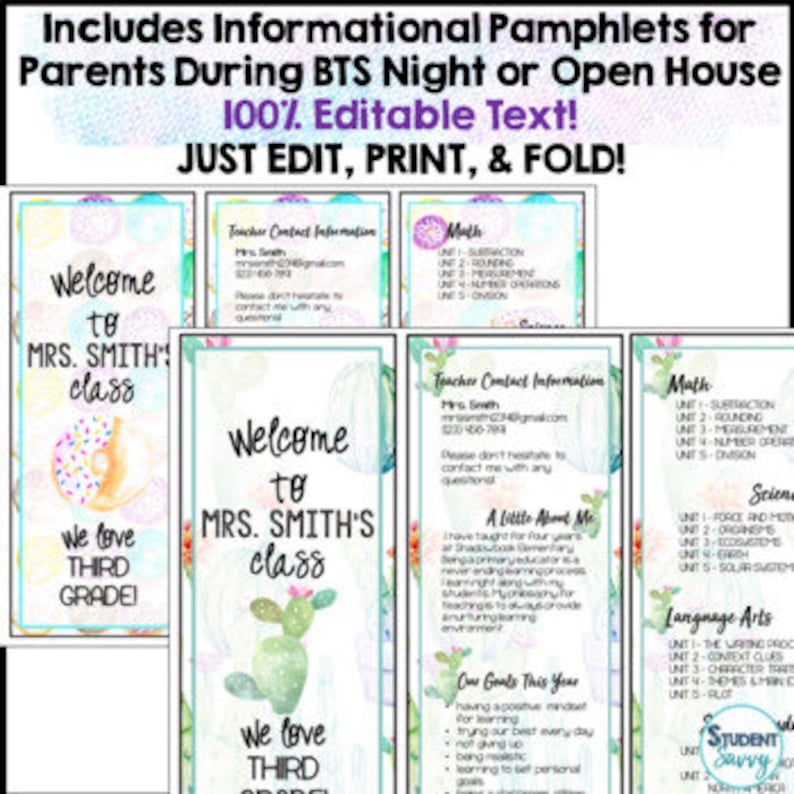 Meet the Teacher Template Weekly Newsletter Open House Boho Rainbow New ...