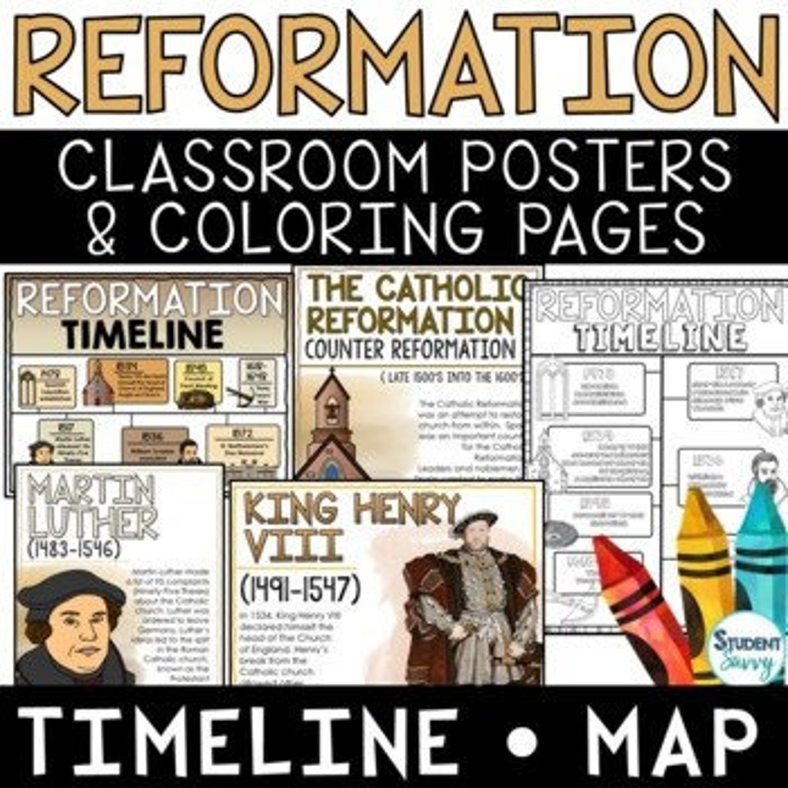Reformation Posters Timelines Maps Coloring Pages - Protestant ...