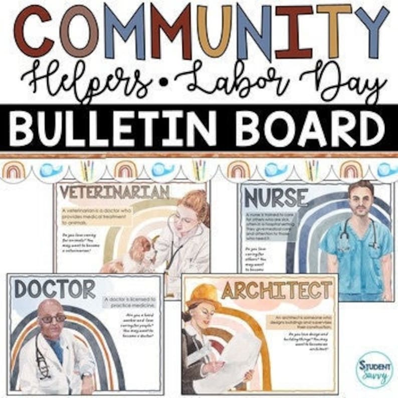 Labor Day Bulletin Board & Posters Community Helpers Career Day ...