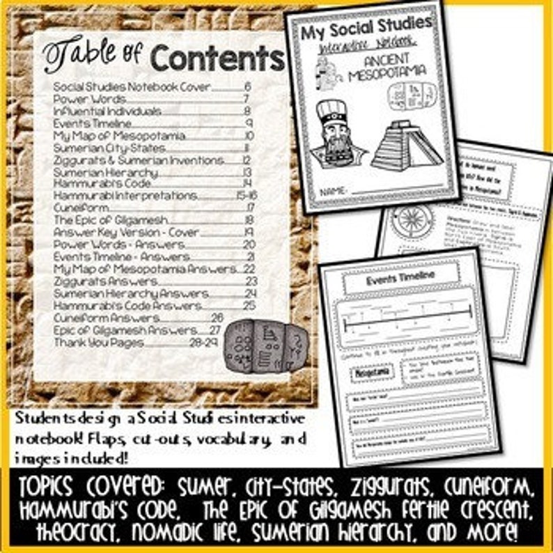 Ancient Mesopotamia Interactive Notebook - 6th Grade Ancient History ...