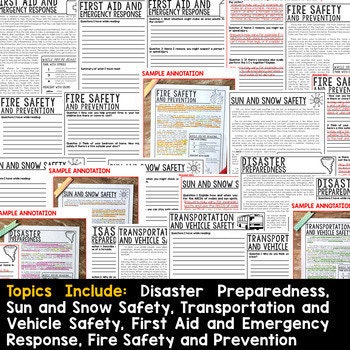 Safety and First Aid Reading Passages - Questions - Annotations - Etsy
