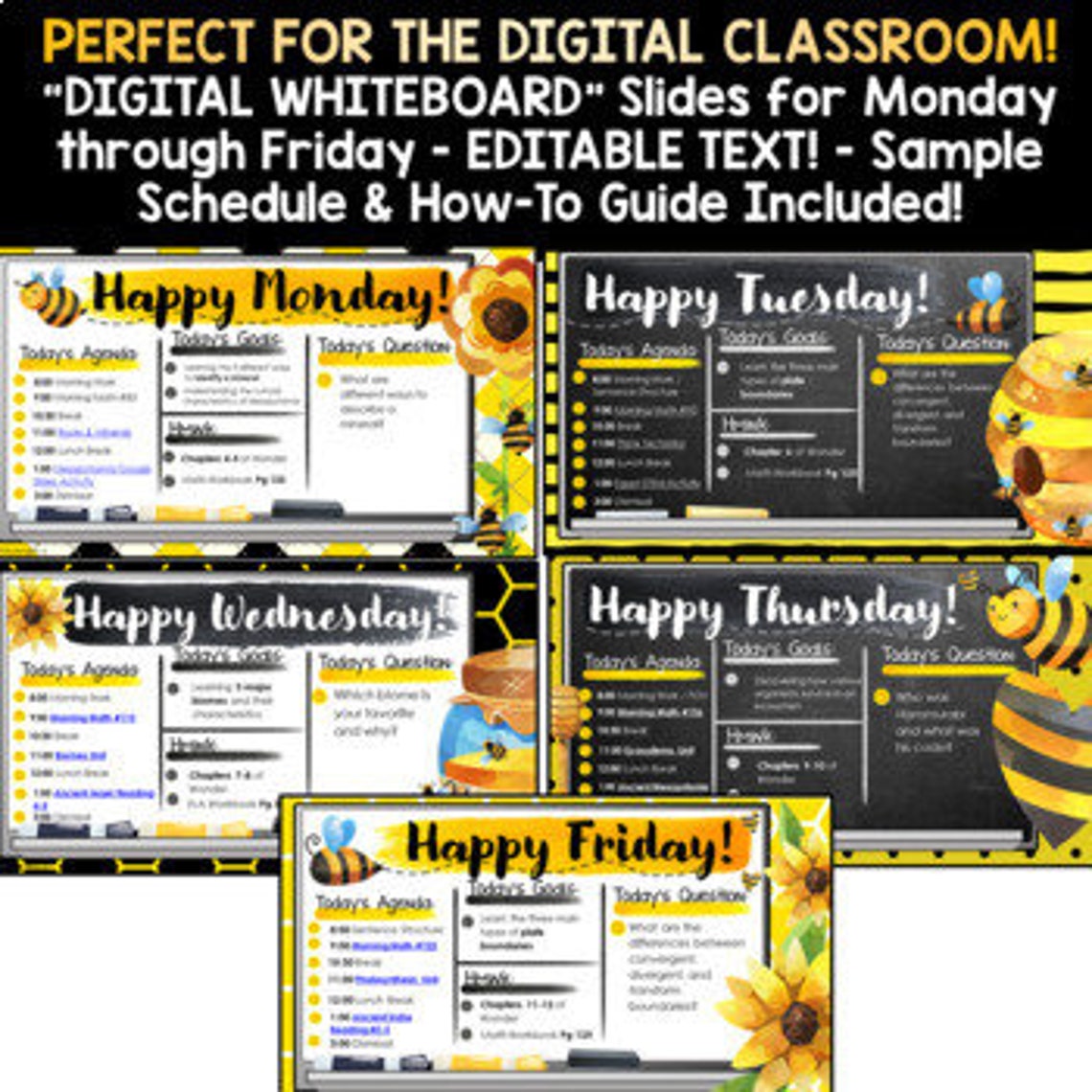 Daily Agenda Template | Daily Schedule Google Slides BEE THEME Visual ...