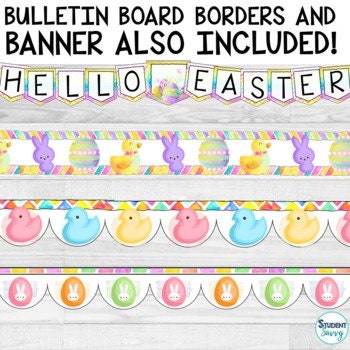 Easter Bulletin Board Posters Coloring Pages Activity Peeps Easter Eggs ...