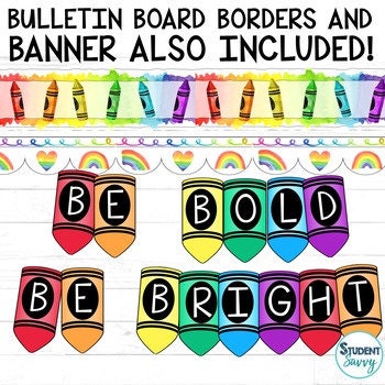 Back to School Bulletin Board and Posters - Crayons Rainbow Classroom ...