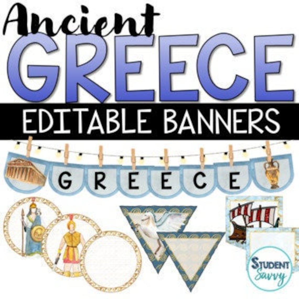 Ancient Greece Banners Printable Greece History Classroom Decor ...
