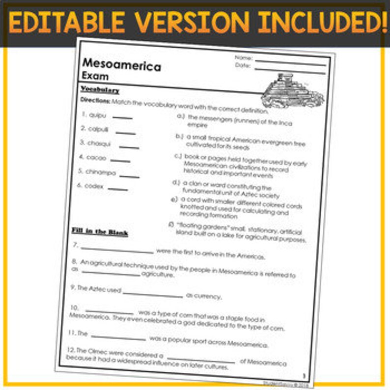 Mesoamerica: Olmec - Maya - Aztec - Inca Test Quiz Exam Mayans - Etsy